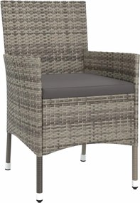 5dílný zahradní bistro set s poduškami šedý polyratan 3187435