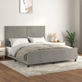 Rám postele bez matrace světle šedý 160 x 200 cm samet 3125641