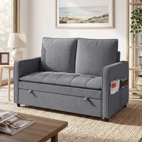 HOMCOM rozkládací pohovka pro 2 osoby 130 cm, tmavě šedá