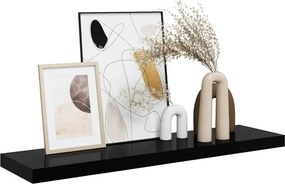 Plovoucí nástěnná police černá vysoký lesk 90x23,5x3,8 cm MDF 323775