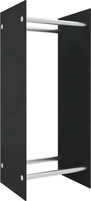Stojan na palivové dříví černý 40 x 35 x 100 cm tvrzené sklo 327467
