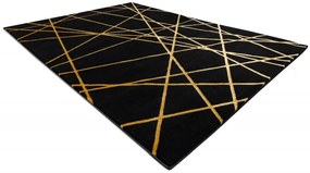Dywany Łuszczów, Kusový koberec Gloss 406C 86 geometric black/gold, 80x150, černá, chodba / předsíň