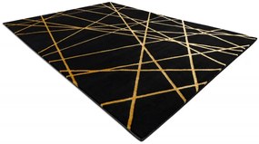 Dywany Łuszczów Kusový koberec Gloss 406C 86 geometric black/gold - 80x150 cm