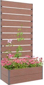 Květináč Outsunny s latkovým trellem, vyvýšený záhon s trellem pro popínavé rostliny, 72x38x150cm, světle hnědý | Aosom