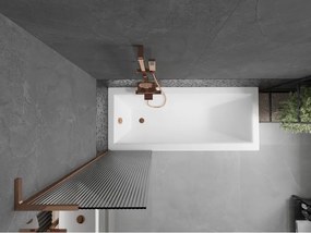 Mexen Next L, 1-křídlová vanová zástěna 50 x 150 cm, 6mm sklo s žebrovým vzorem, růžové zlato profil, 895-050-000-03-09-60