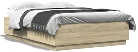 Rám postele dub sonoma 150 x 200 cm kompozitní dřevo,  3209697