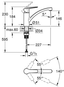 GROHE Start - Páková dřezová baterie, chrom 30530002