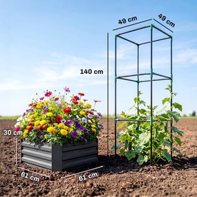 Outsunny Vyvýšený záhon s mříží Truhlík na rostliny s podpěrou pro popínavé rostliny, otevřená základna, odolný proti povětrnostním vlivům, 61 cm x 1…