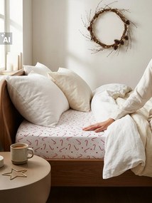 Sinsay - Bavlněné napínací prostěradlo se vzorem cukrových hůlek - bílá