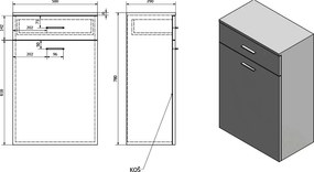 Aqualine Aqualine, ZOJA/KERAMIA FRESH skříňka spodní s košem 50x78x29cm, bílá, 51310