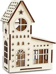 Kúzlo dreva Velký domeček Kostel / LED svíčka / 3V baterie