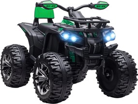 HOMCOM Elektrický čtyřkolka pro děti, 12V 10Ah s funkcí vpřed a vzad, 2 motory, USB připojení, MP3 přehrávač, dětské vozidlo s předními světly 3-8 km/