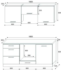 Kuchyňská linka CELESTE 180 cm lesklá taupe