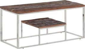 vidaXL Konferenční stolek nerezová ocel a masivní dřevo [350022] Barva: Stříbrná