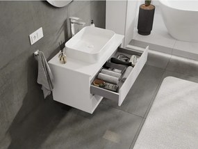 Mexen Rivel, koupelnová skříňka 80 cm s pracovní deskou, 2 zásuvky, drážkovaná, bílá matná, 91A20-08047-2-BFFC01