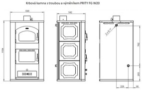 Krbová kamna s troubou a výměníkem PRITY FG W20