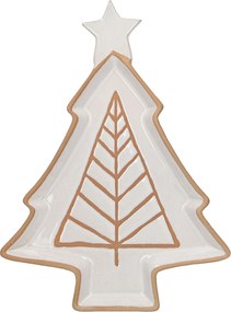 Kameninový talíř Beige Christmas Tree scandi