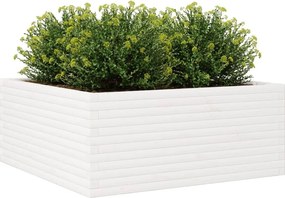 Zahradní truhlík bílý 110 x 110 x 46 cm masivní borové dřevo 3282435