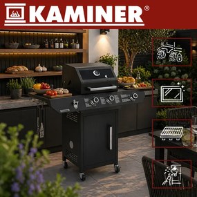 Plynový gril 2+1 10kW Varen Black 3.0 Kaminer