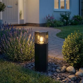 Venkovní stojací lampa černá s kouřovým stínítkem šestihranným 30 cm - Dánsko