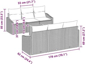 Sada zahradních pohovek 7 ks Černá polyratan 3347775
