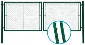 PILECKÝ s.r.o. Dvoukřídlá brána IDEAL ZELENÁ ZN/PVC - 4037x1450 mm