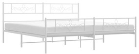 Kovový rám postele s hlavovým a nožním čelem bílý 183 x 213 cm,  355339
