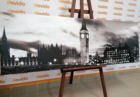 Obraz Big Ben v Londýně v černobílém provedení - 135x45 cm
