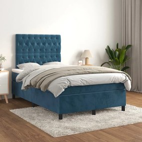 Box spring postel s matrací tmavě modrá 120 x 200 cm samet 3143197