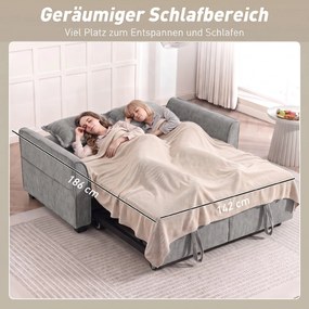 HOMCOM 2-místná rozkládací pohovka, 4-v-1 L-tvarovaná rozkládací pohovka s nastavitelnou opěrkou zad a bočními kapsami, šedá