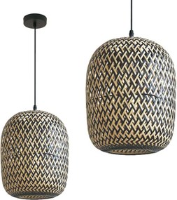 Toolight Bamboo, závěsné svítidlo 1xE27 25x30 cm APP1542-1CP, černá-hnědá, OSW-05120