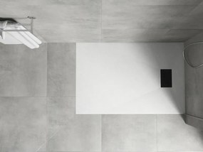 Mexen Hugo, obdélníková sprchová vanička SMC 100 x 70 cm, bílá, černá krytka, 42107010-B