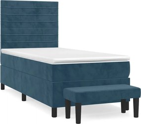 Box spring postel s matrací tmavě modrá 100x200 cm samet 3137891