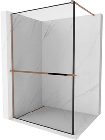 Mexen Kioto+ sprchová zástěna s poličkou Walk-in 70 x 200 cm, černý rám, růžové zlato - 800-070-121-60-70