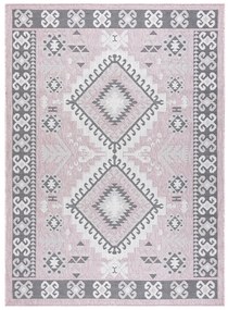 Dywany Łuszczów, Kusový koberec Sion Sisal Aztec 3007 pink/ecru – na ven i na doma, 80x150, růžová, chodba / předsíň