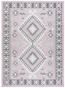 Dywany Łuszczów, Kusový koberec Sion Sisal Aztec 3007 pink/ecru – na ven i na doma, 80x150, růžová, chodba / předsíň