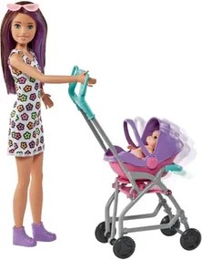 MATTEL Herní set Barbie Skipper Chůva s kočárkem / s miminkem a doplňk