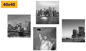 Set obrazů New York v černobílém provedení - 4x 60x60 cm