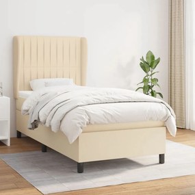 Box spring postel s matrací krémová 90x190 cm textil 3128090