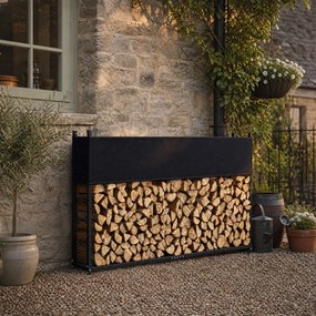 Outsunny Stojan na palivo 202 x 25 x 113 cm, stojan na dřevo s 600D Oxford krytem, ocelový rám do 500 kg, černý