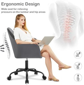 WOLTU Ergonomická kancelářská židle s područkami, výškově nastavitelná, otočná, na kolečkách,  tmavě šedá