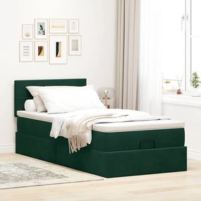 Osmanský rám postele s matrací tmavě šedá 90x200cm samet 3311750