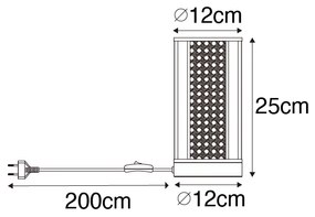 Orientální stolní lampa bílá s ratanem 12 cm - Akira