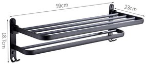 Gamma Gamma, věšák na ručníky 59cm, černá matná, GMA-UWS-BK