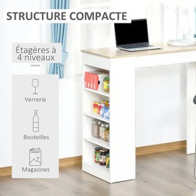 HOMCOM barový stůl pro 2 osoby, vysoký bistro stůl se 4 otevřenými policemi pro malé prostory — kuchyně a obývací pokoj, 115 x 50 x 102,7 cm, moderní…