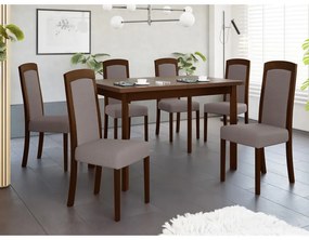 Rozkládací stůl se 6 židlemi - AL26, Barva dřeva: bílá-L, Potah: Hygge D20