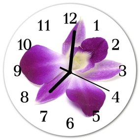 Skleněné hodiny kulaté Orchid květina