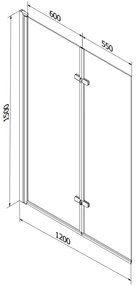 Mexen Cubik obdélníková vana 160 x 70 cms pláštěm 2-křídlovou zástěnou 120 cm, Černý vzor - 550316070X9212027070