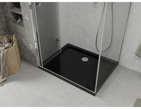 Mexen Lima skládací sprchový kout 100 x 90 cm, Průhledné, Chromovaná + sprchová vanička Flat, Černá - 856-100-090-01-00-4070