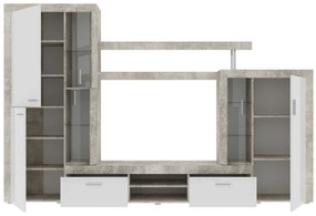 Obývací stěna JERSY A (beton/bílá)